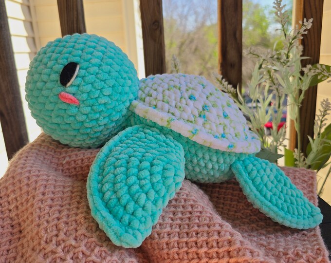 Large Crochet Turtle Plushie Soft Handmade Turtle Stuffed Animal - Etsy