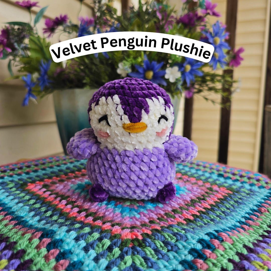 Crochet Chunky Penguin Plushie | Soft Velvet Penguin Stuffed Animal - Etsy