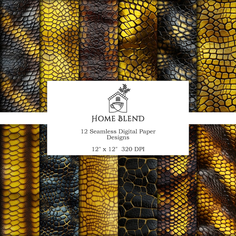 Yellow Dragon Scales Digital Paper, Gold Snake Skin (seamless Pattern ...