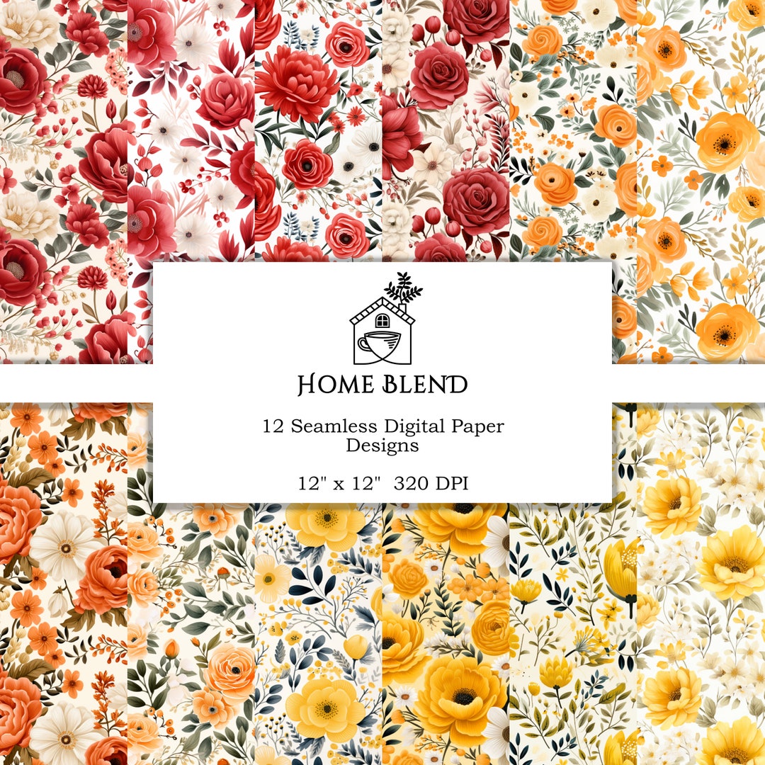 12 Floral Watercolor Digital Paper Downloads, Seamless Patterns ...