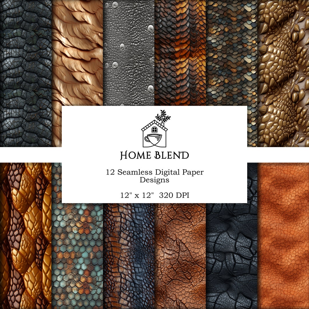Dragon Scales Digital Paper: 12 Reptile Skin Seamless Patterns (digital ...