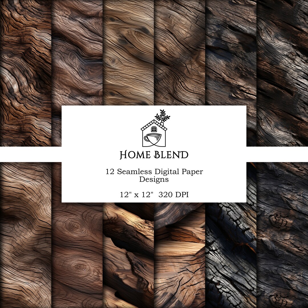 Wooden Digital Download Paper Tree Bark Seamless Patterns Nature ...