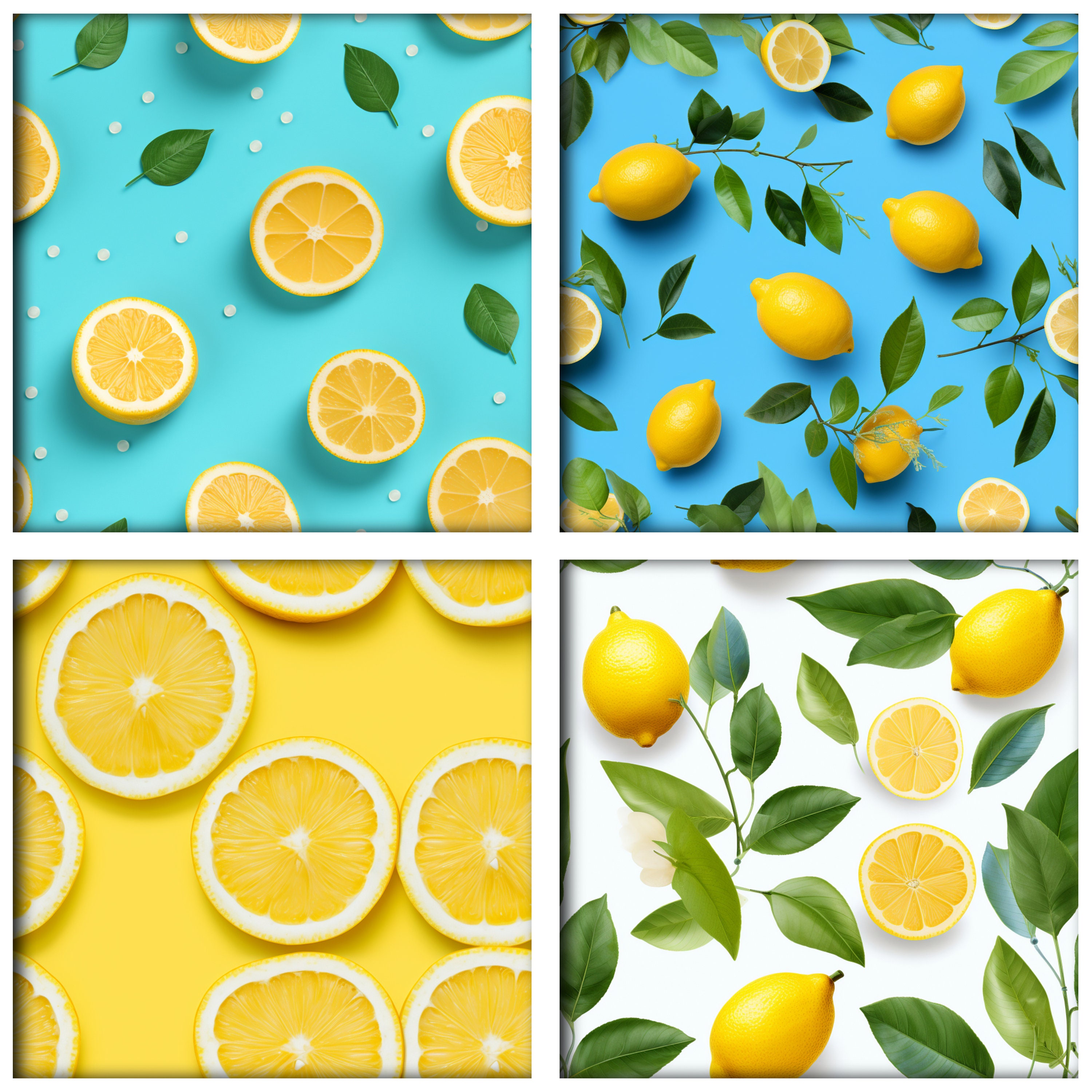 Fresh Lemons Digital Download Paper Summer Seamless Patterns Citrus ...