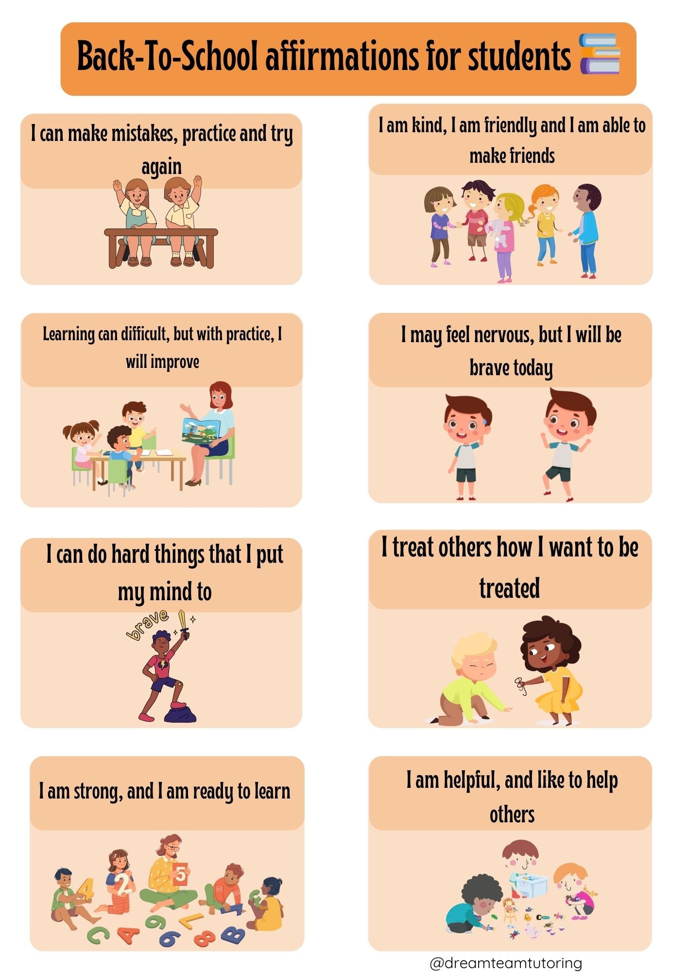 Back to School Dread Affirmation Cards for Children Aged 5-10 - Etsy