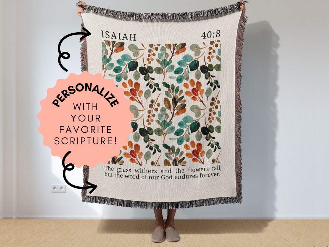 CUSTOM Christian Woven Blanket Personalized Bible Verse Throw Blanket ...