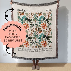 CUSTOM Christian Woven Blanket Personalized Bible Verse Throw Blanket ...