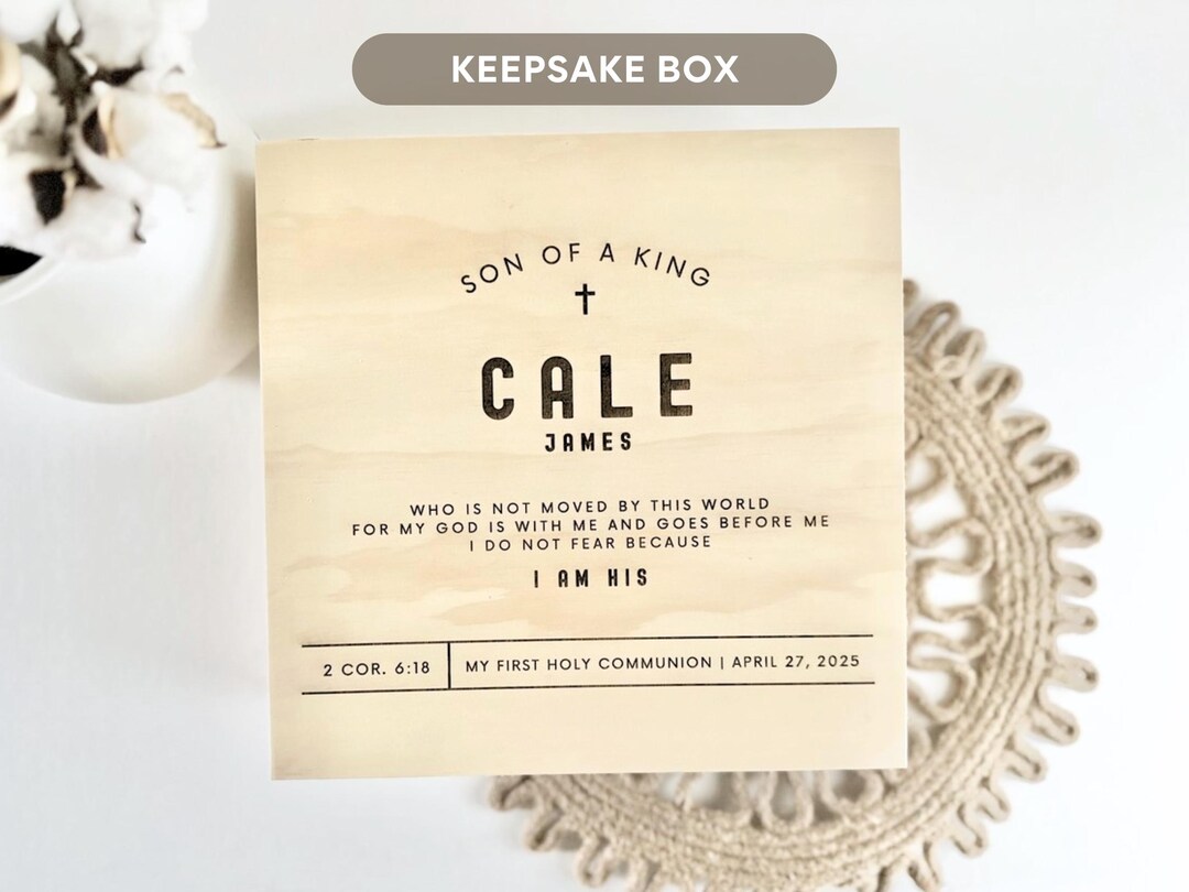 1st Communion Box Boy Catholic Keepsake Box Baptism Keepsake Box Large ...