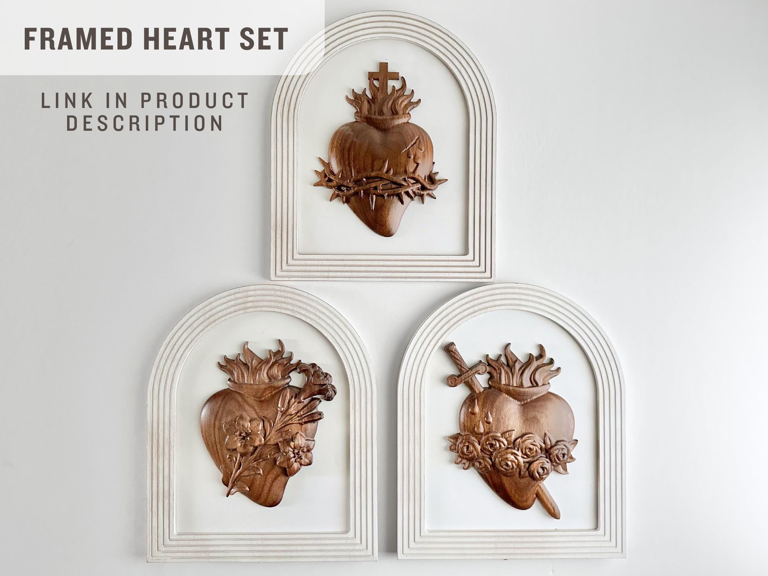 Three Hearts Holy Family Sacred Hearts JMJ Art Sacred Heart of Jesus ...