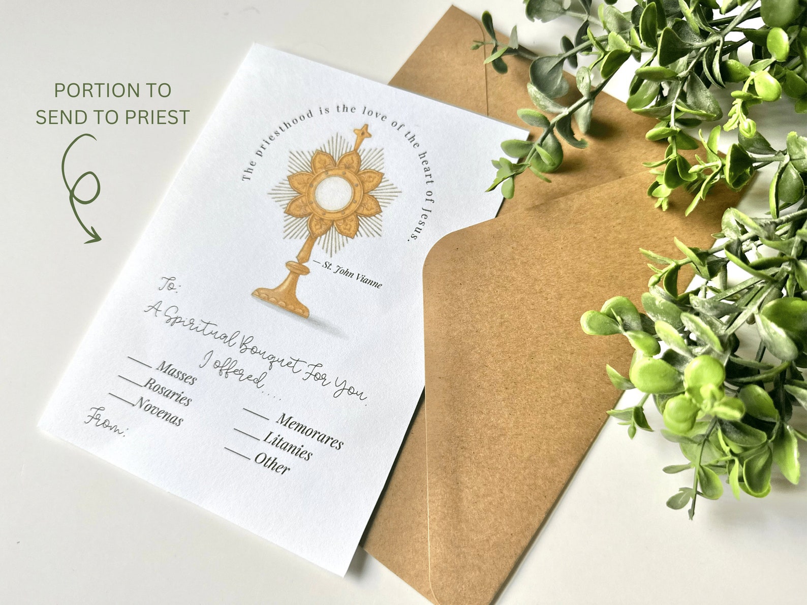 PRINTABLE Spiritual Bouquet for Priest Gift Spiritual Bouquet Printable ...