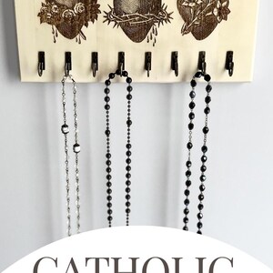 Sacred Heart of Jesus Rosary Hanger Wall Holy Family Hearts Rosary ...