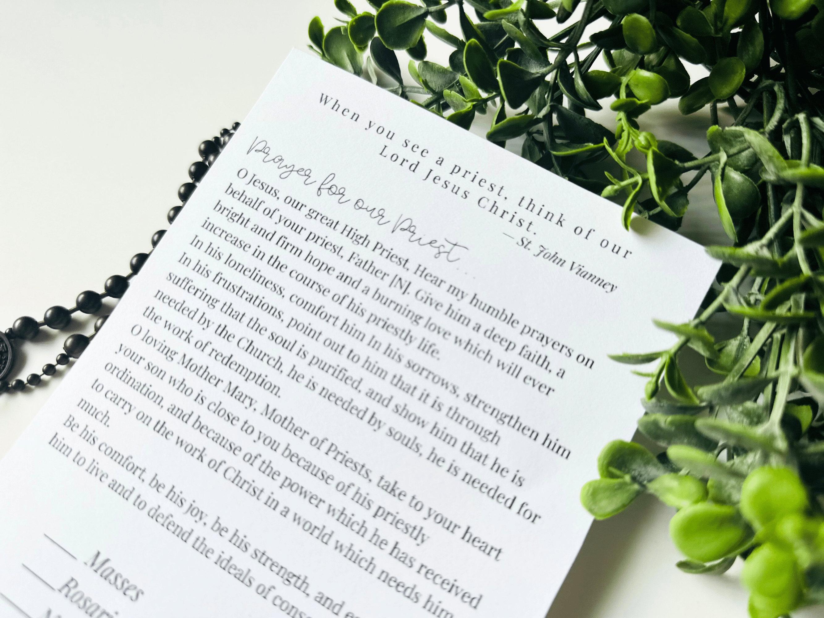 PRINTABLE Spiritual Bouquet for Priest Gift Spiritual Bouquet Printable ...