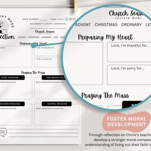 Mass Reflection Kid PRINTABLE Prayer Journal Homeschool Journal ...