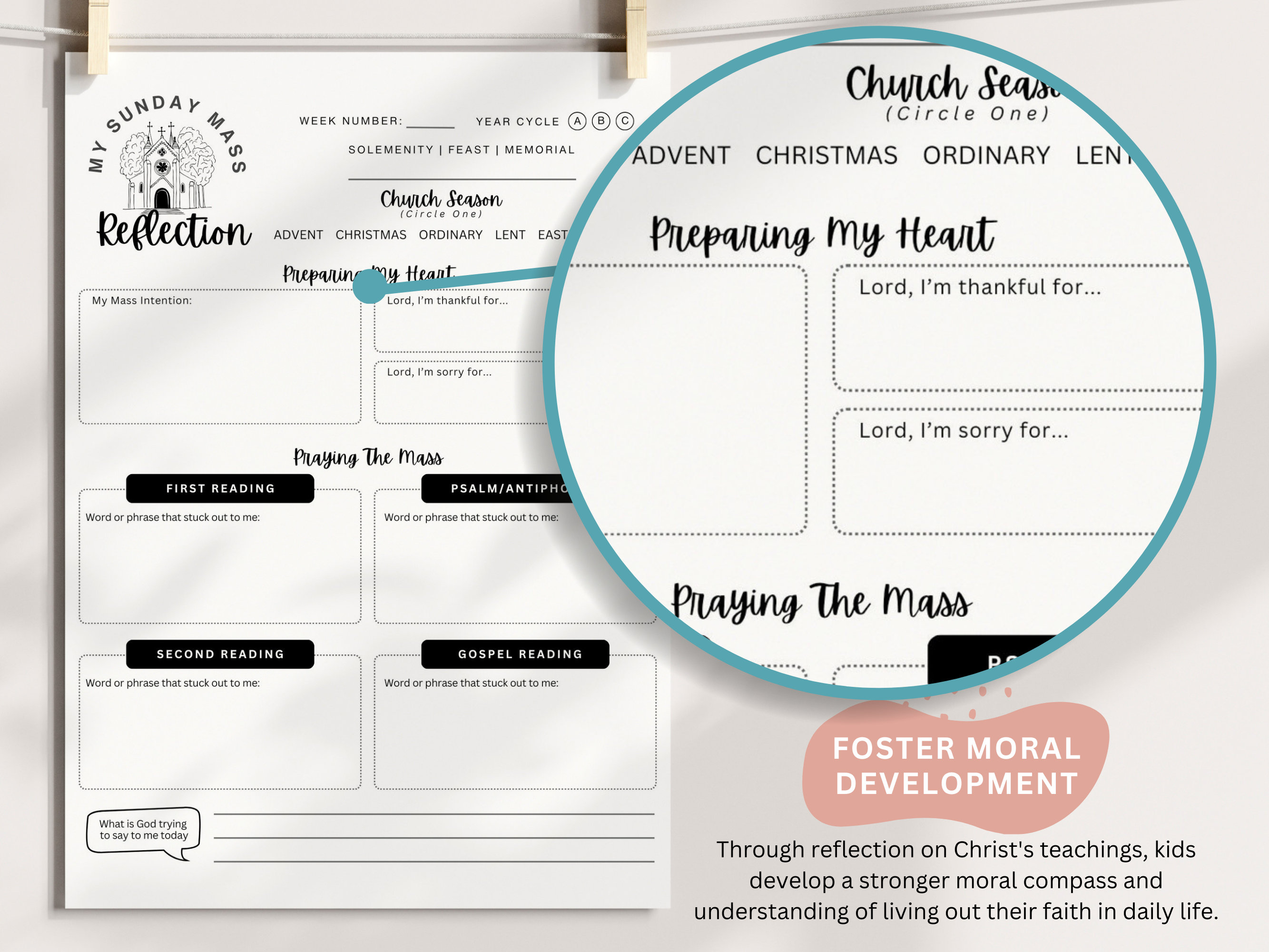 Mass Reflection Kid PRINTABLE Prayer Journal Homeschool Journal ...