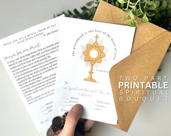 Priest Spiritual Bouquet Printable Card / Catholic Gift / Prayer Card ...