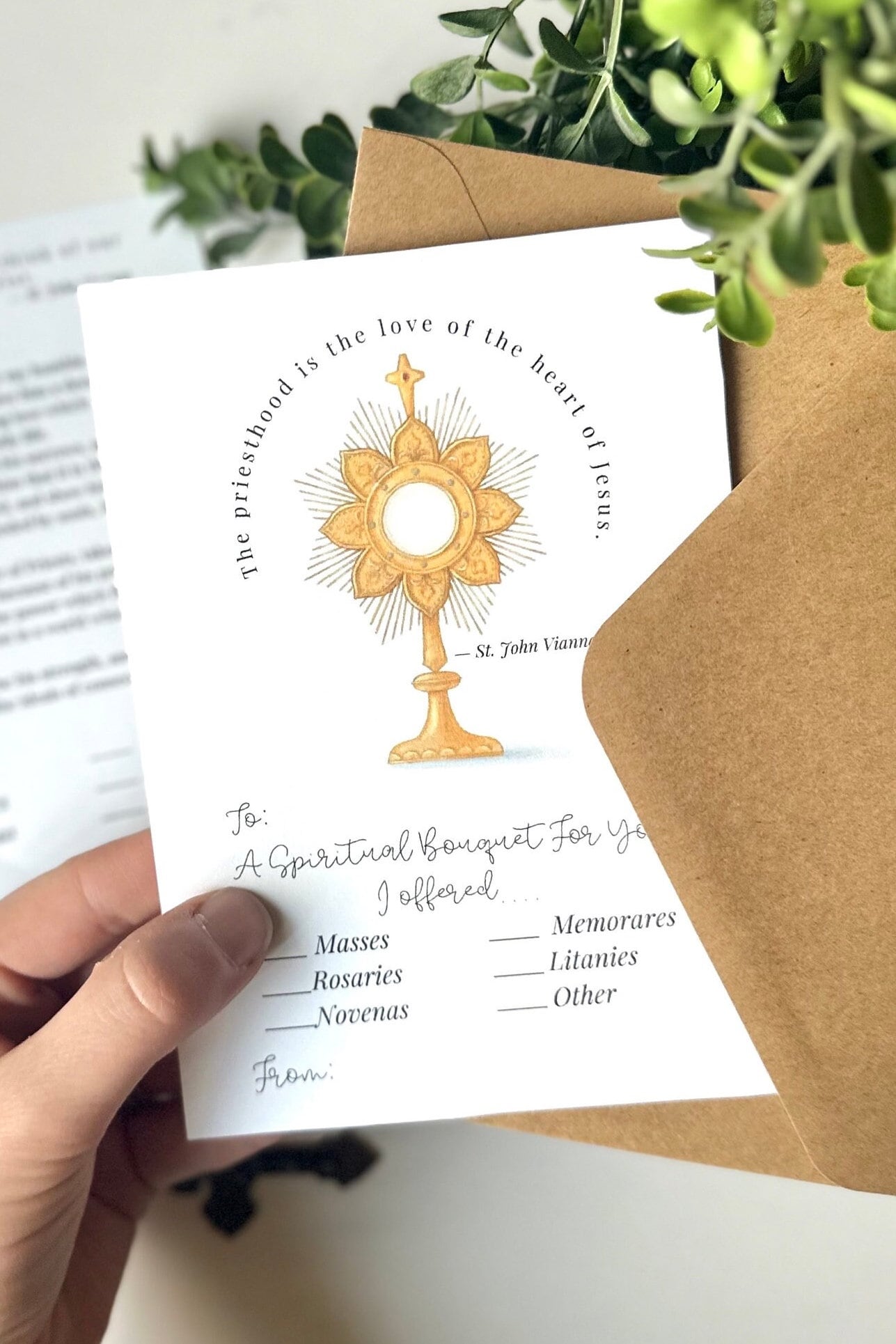 PRINTABLE Spiritual Bouquet for Priest Gift Spiritual Bouquet Printable ...