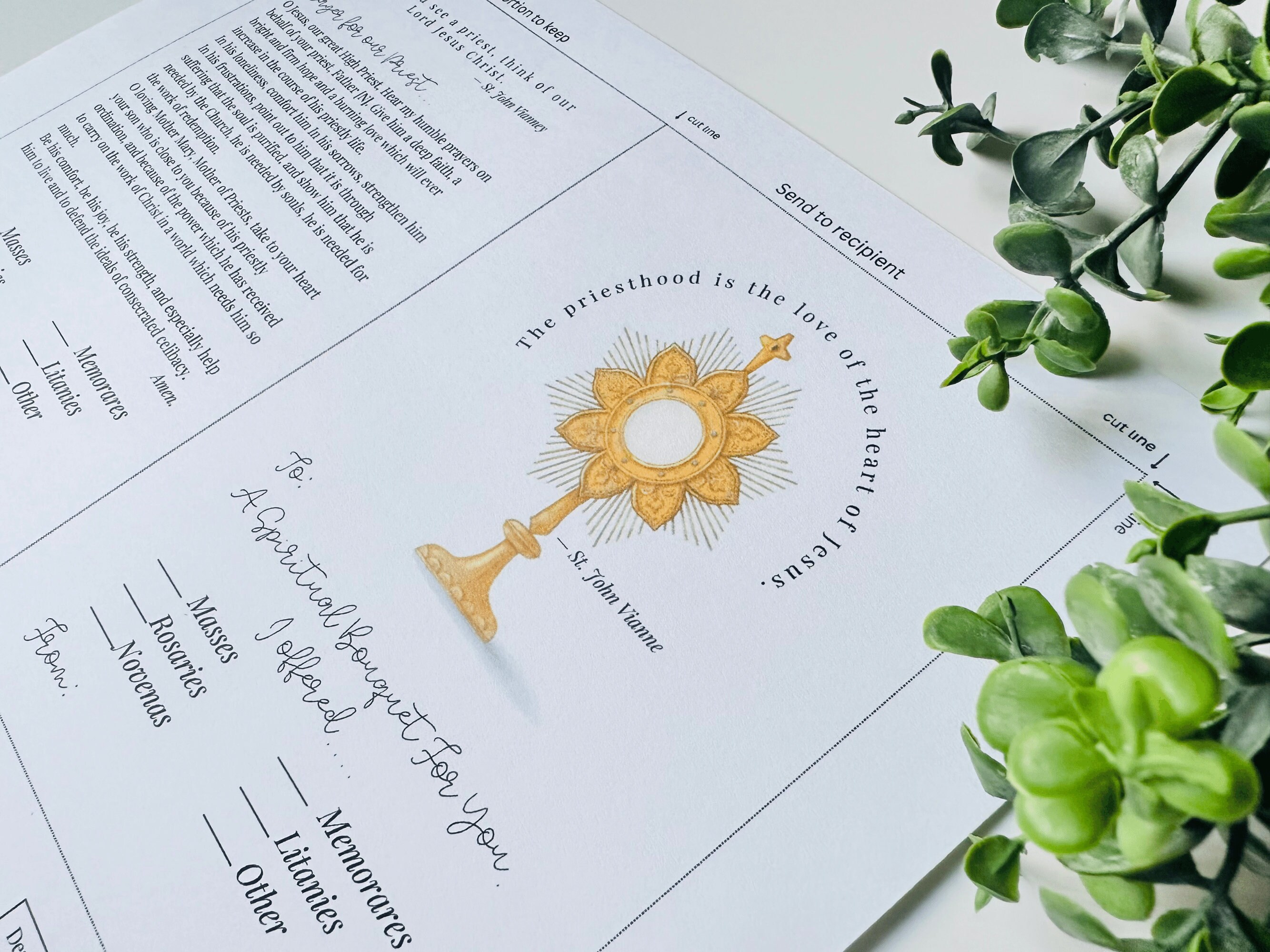 PRINTABLE Spiritual Bouquet for Priest Gift Spiritual Bouquet Printable ...