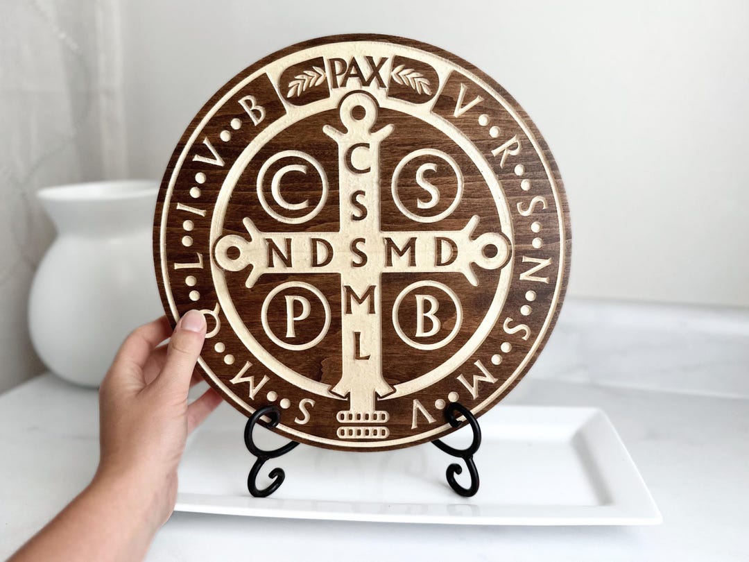 Catholic Art St Benedict Medal Door Hanger Catholic Gift for Men Saint ...