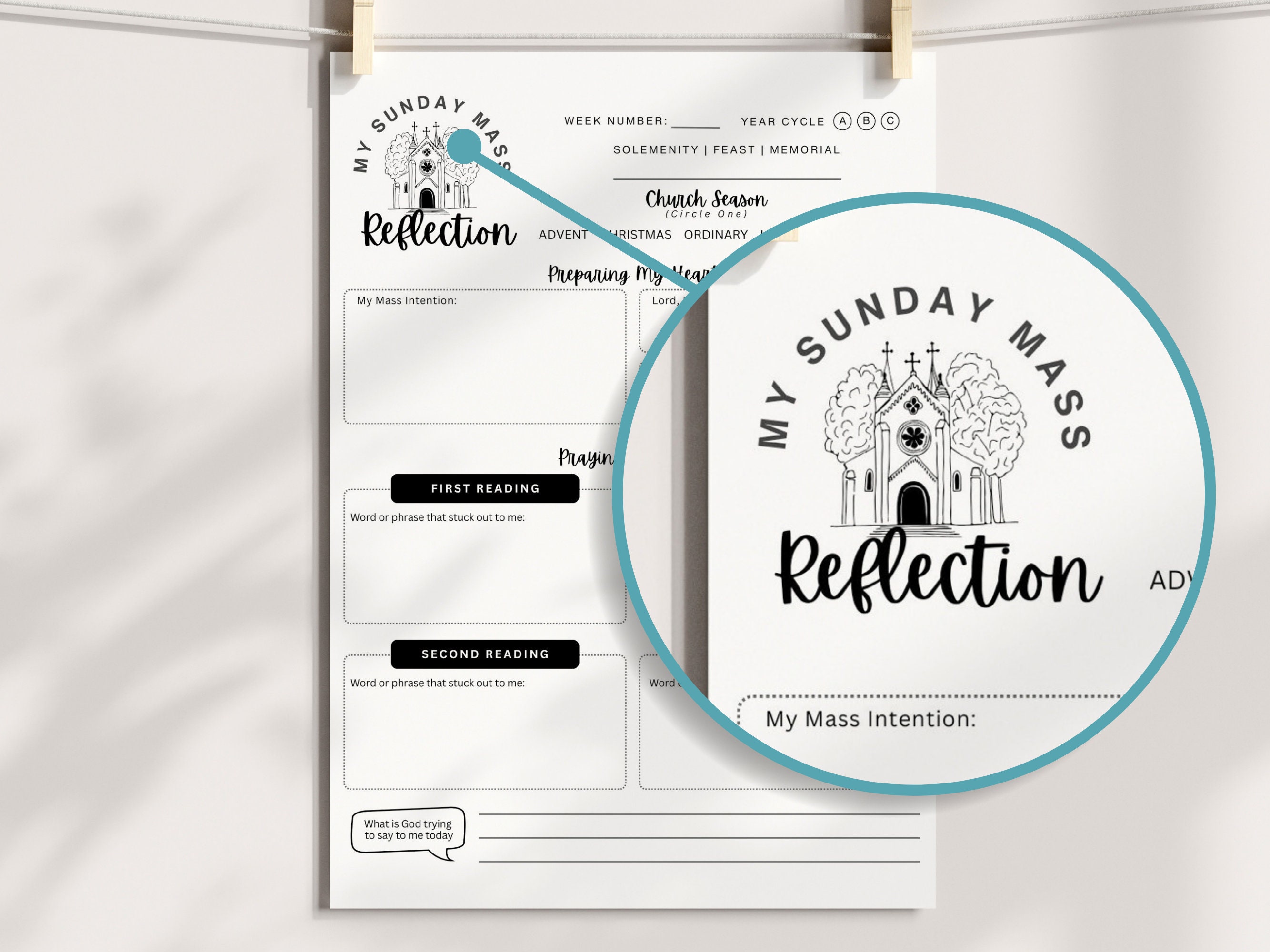 Mass Reflection Kid PRINTABLE Prayer Journal Homeschool Journal ...