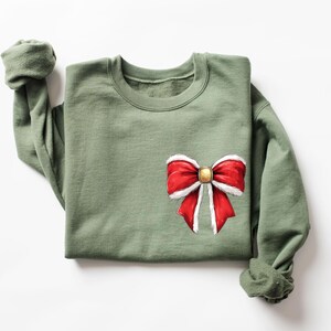 Red Bow Coquette Christmas Sweater,xmas,merry Christmas Bow Sweatshirt ...