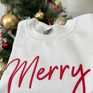 Embossed Merry Christmas Sweatshirt, Merry Sweatshirt,puff Print ...