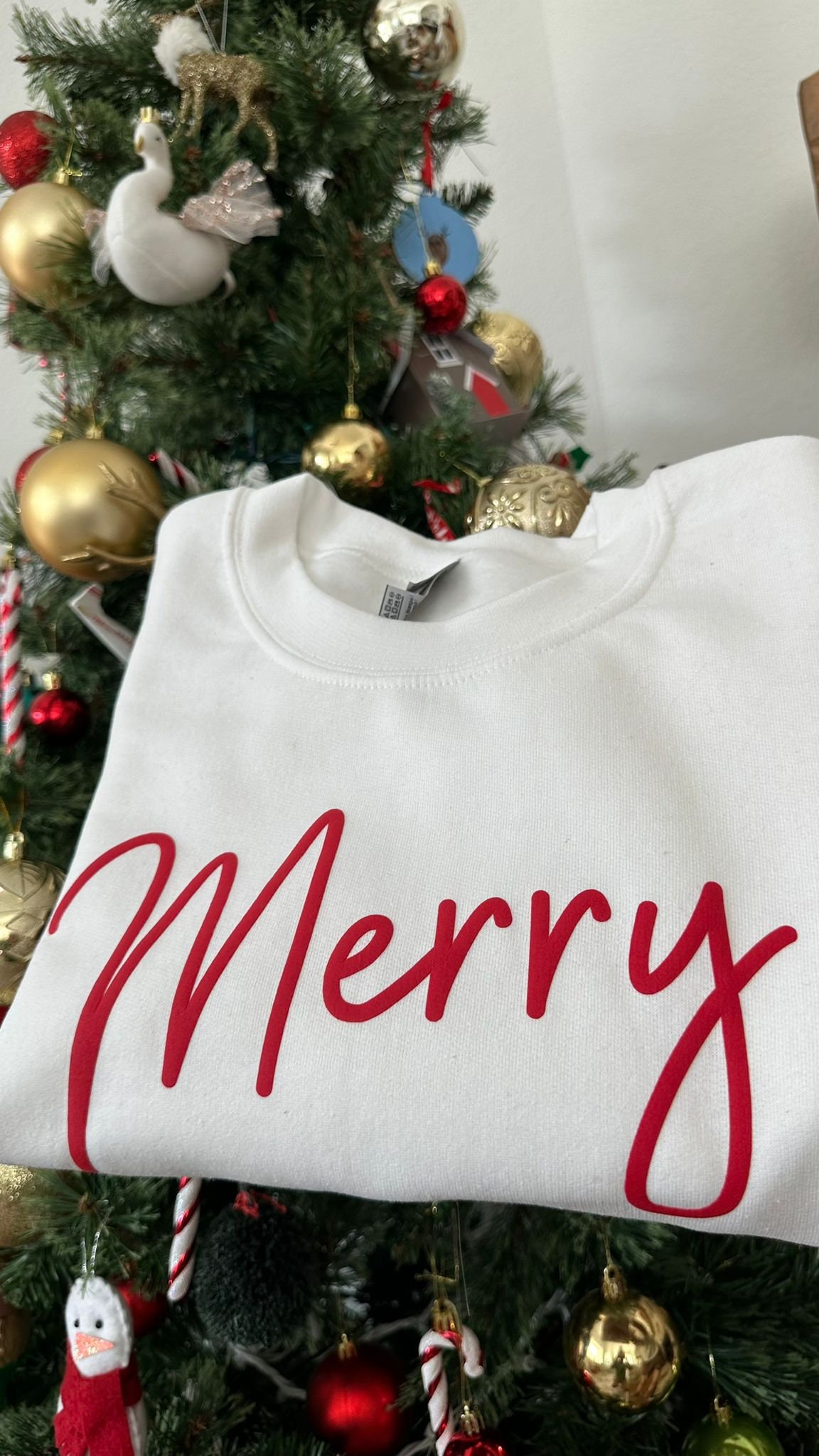 Costum Chrıstmas Merry Sweatshirt,puff Print Sweatshirt,embossed ...