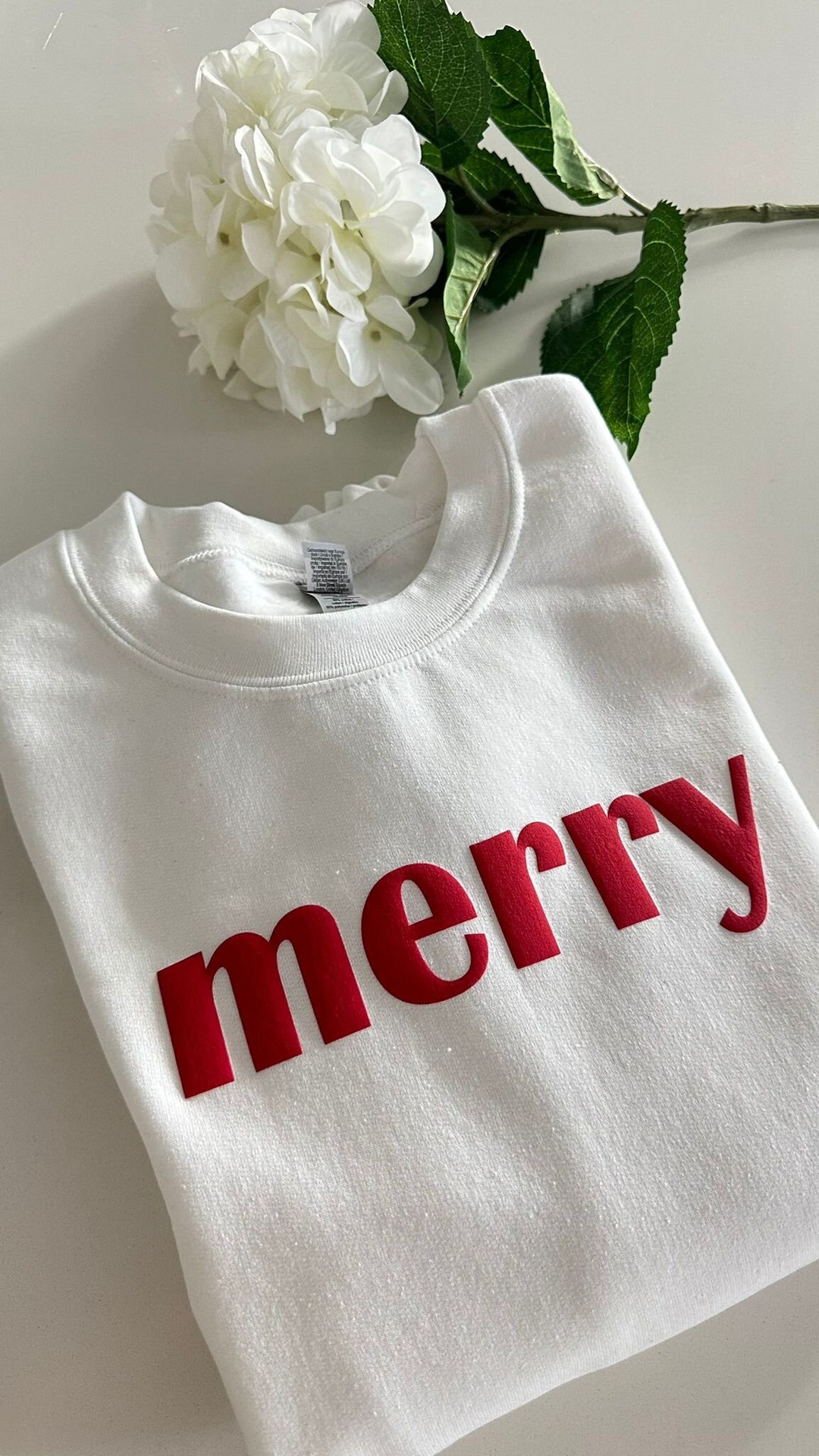 Merry Puff Sweatshirt Cute Merry Sweatshirt, Embossed Christmas ...
