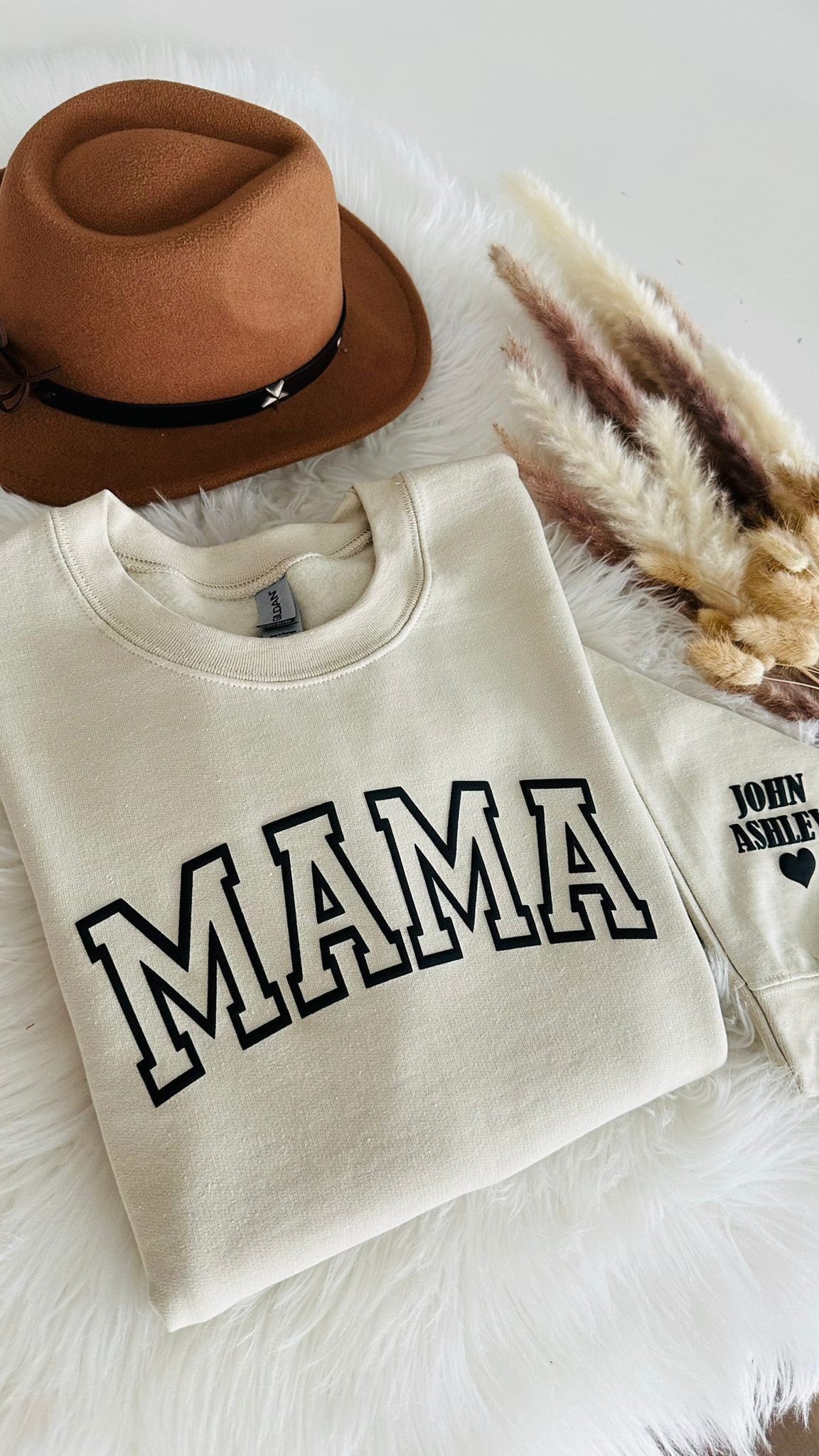 Custom Mama Sweatshirt With Kids Names,puff Letters,embossed Lettering ...