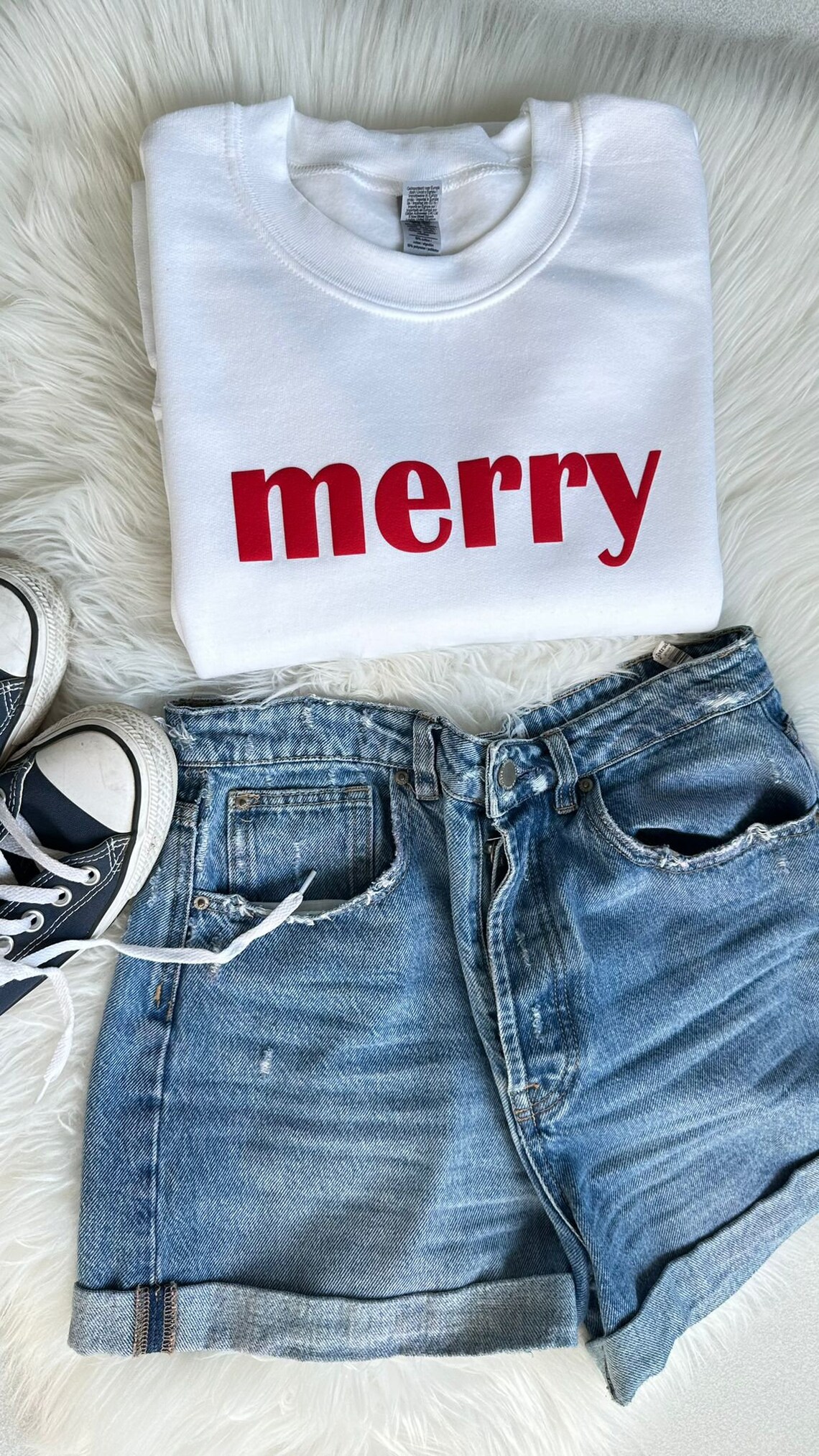 Merry Puff Sweatshirt Cute Merry Sweatshirt, Embossed Christmas ...