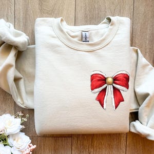 Red Bow Coquette Christmas Sweater,xmas,merry Christmas Bow Sweatshirt ...