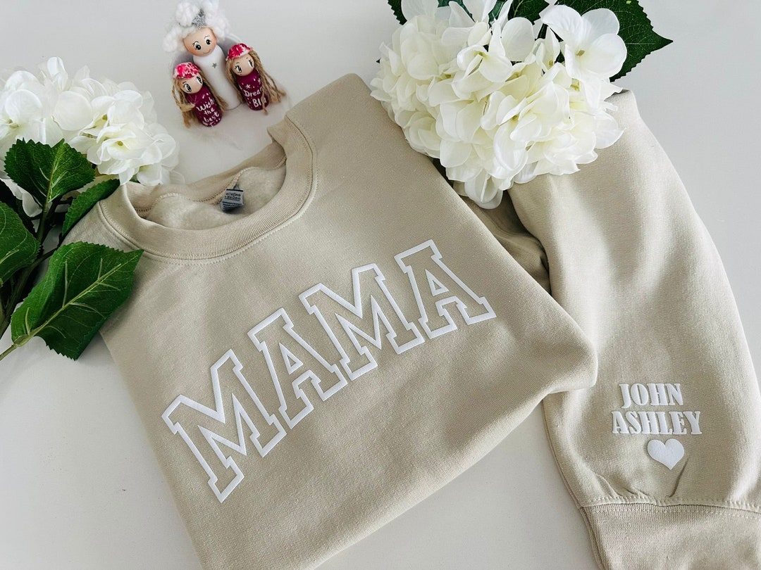 Custom Mama Sweatshirt With Kids Names,puff Letters,embossed Lettering ...