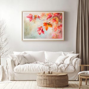 Soft Pastel Autumn Leaves Art Print Elegant Fall Wall Decor Nature ...