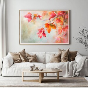 Soft Pastel Autumn Leaves Art Print Elegant Fall Wall Decor Nature ...