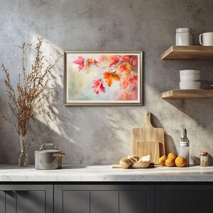 Soft Pastel Autumn Leaves Art Print Elegant Fall Wall Decor Nature ...