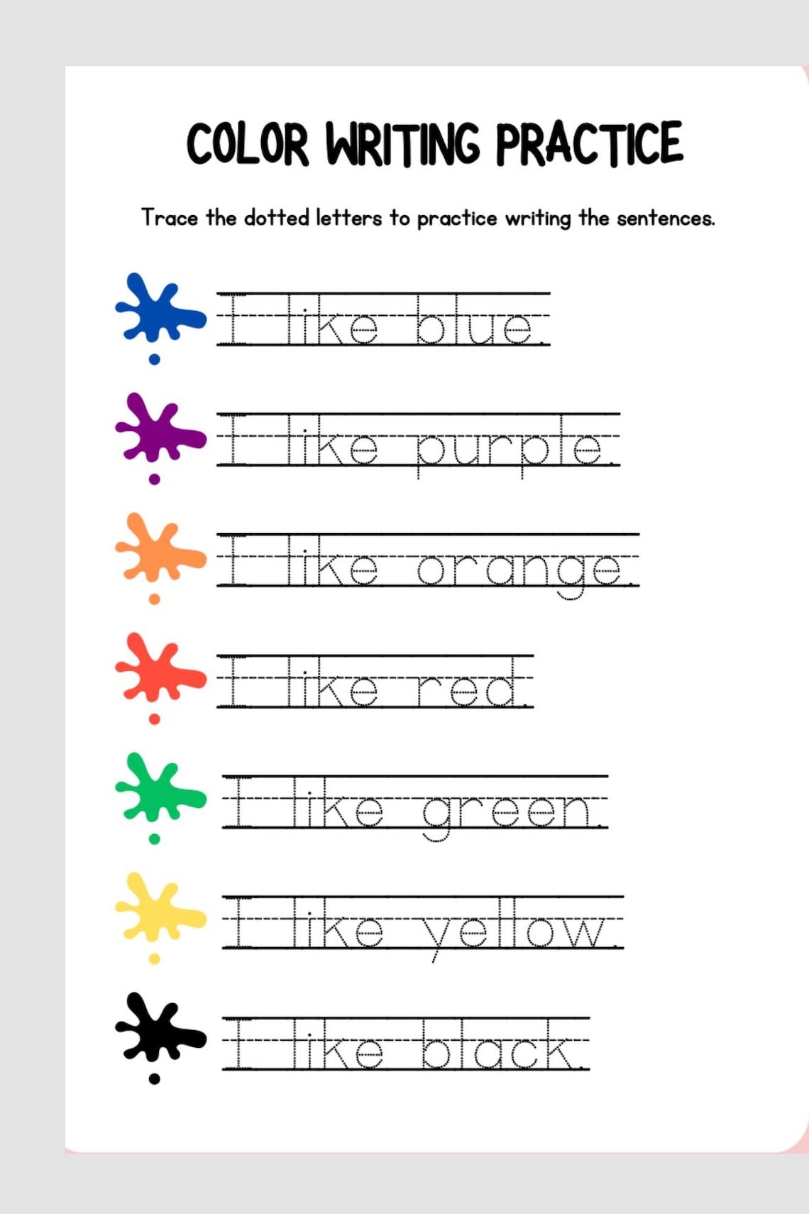 Printable Toddler Worksheets or Toddler Workbook Instant Download ...