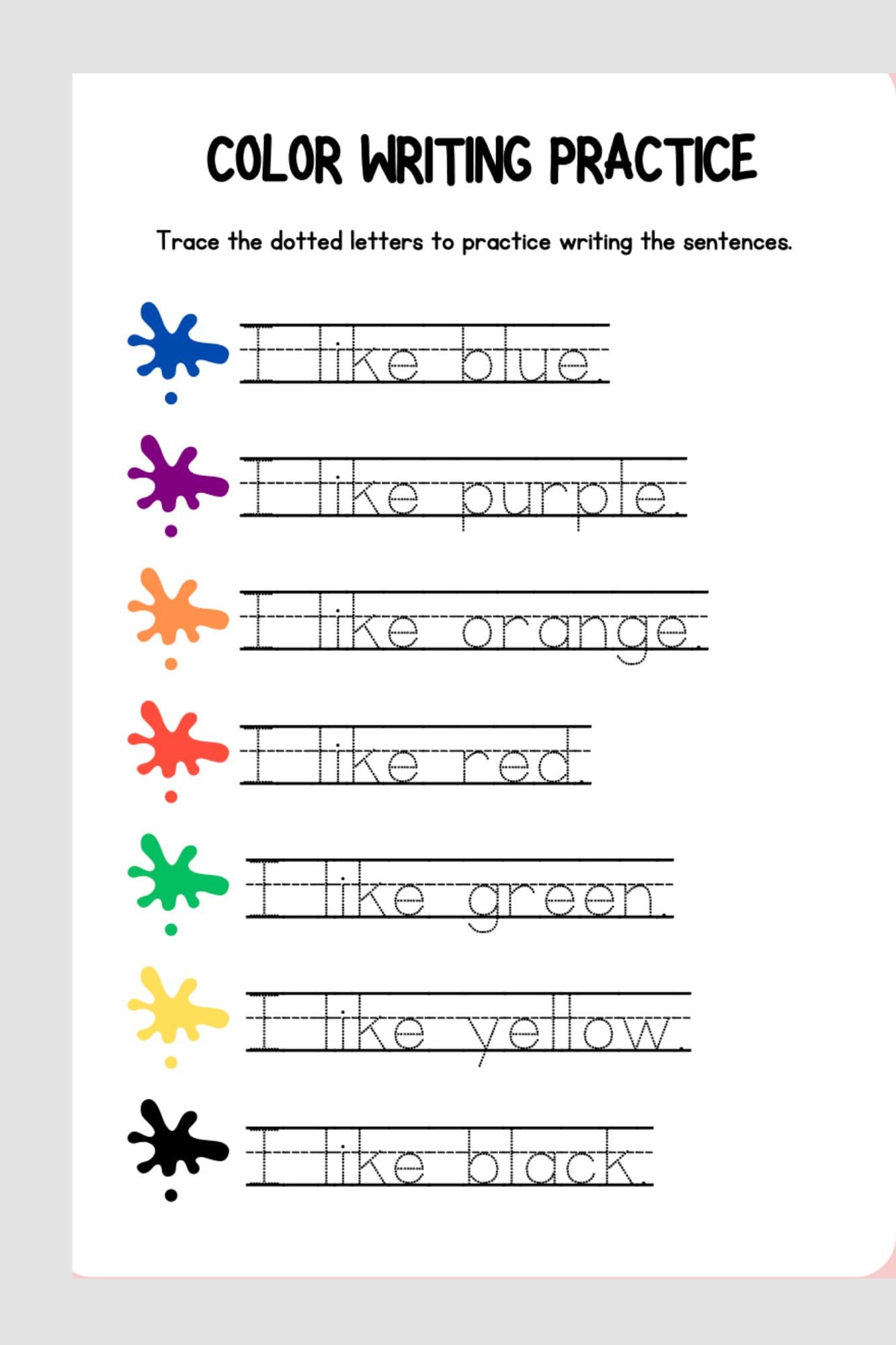 Printable Toddler Worksheets or Toddler Workbook Instant Download ...