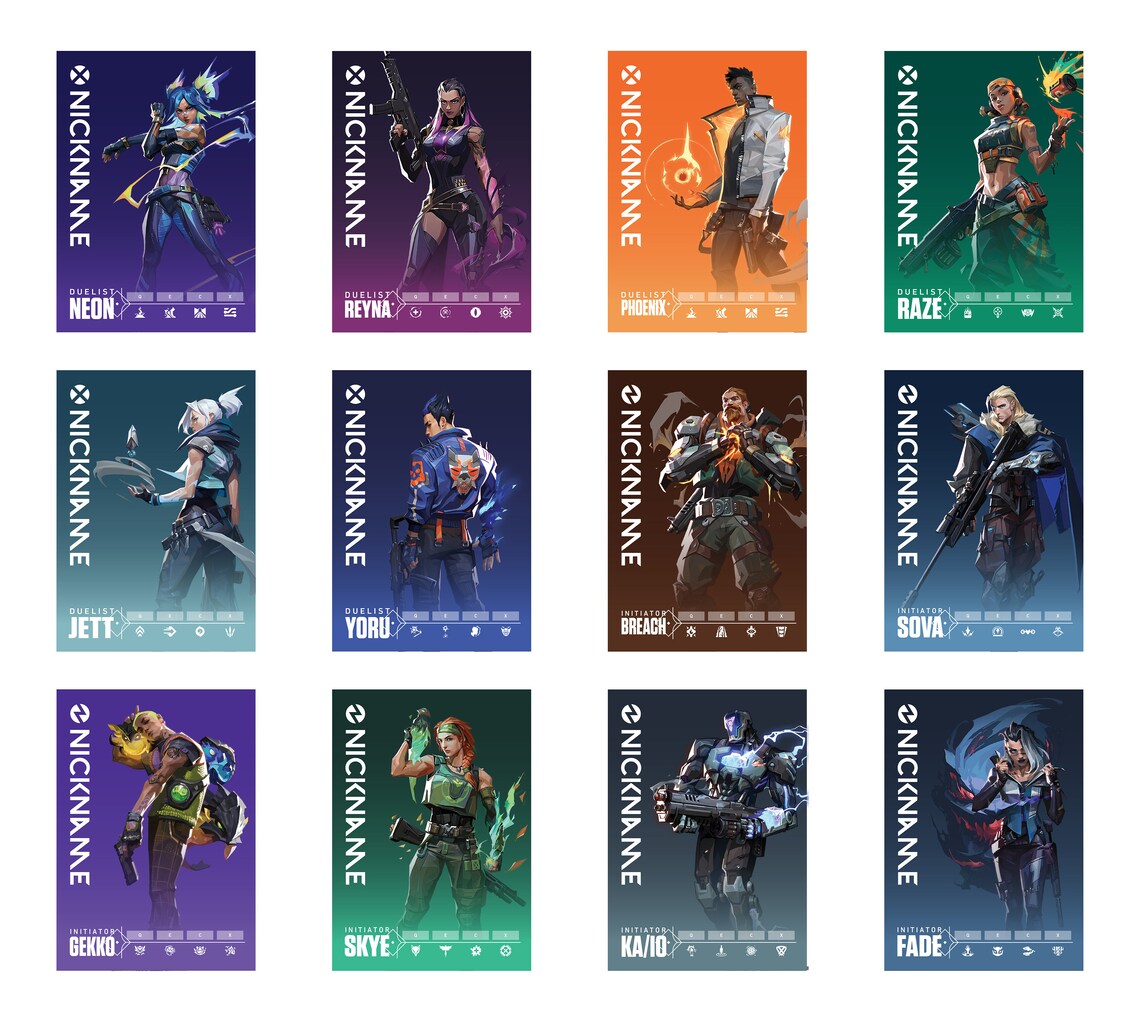 Digital Custom Valorant Agent Posters Personalize With Your Nickname ...