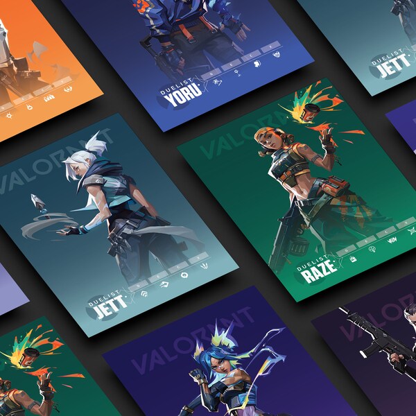 Valorant INITIATOR Agent Digital Posters Abilities Showcase Gamer Wall ...