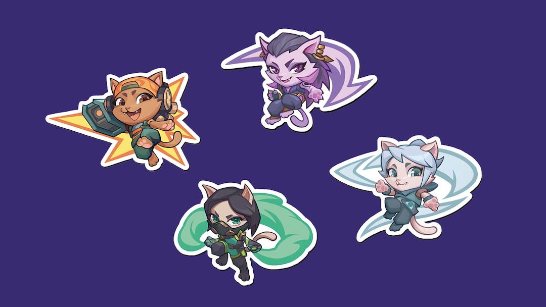 Valorant 9 Lives Spray Sticker Pack Durable Vinyl Stickers Cat Spray Raze, Reyna, Jett, Viper ...