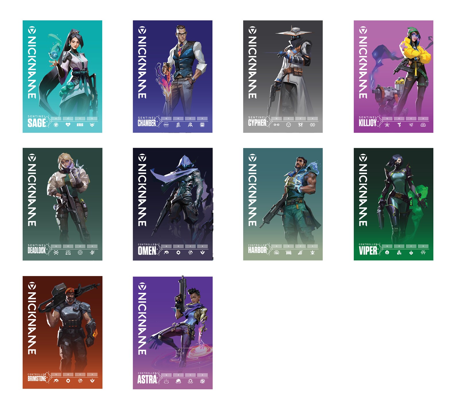 Digital Custom Valorant Agent Posters Personalize With Your Nickname ...