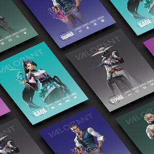 Valorant SENTINEL Agent Digital Posters Abilities Showcase Gamer Wall ...