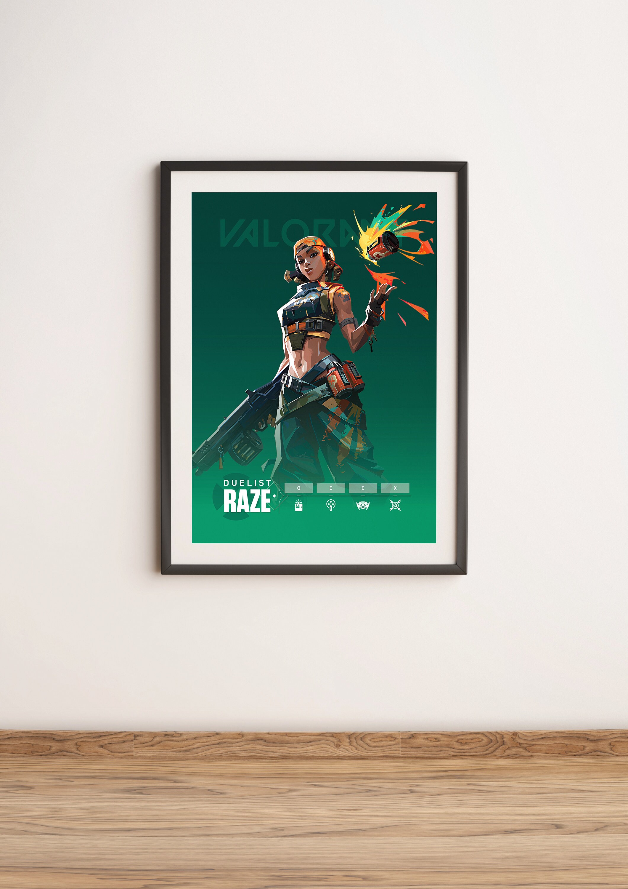 Printed Roll Valorant Agent Posters AGENT RAZE DUELIST Gamer Wall Art ...