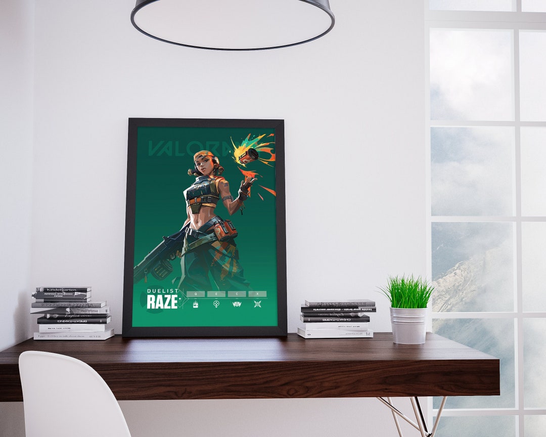 Printed Roll Valorant Agent Posters AGENT RAZE DUELIST Gamer Wall Art ...