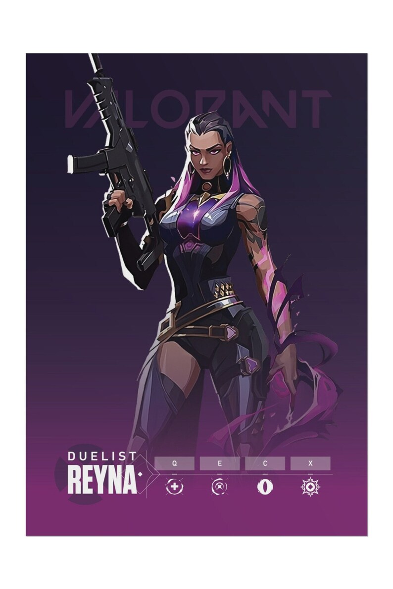 Printed Roll Valorant Agent Posters AGENT REYNA DUELIST Gamer Wall Art ...