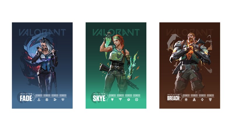 Valorant INITIATOR Agent Digital Posters Abilities Showcase Gamer Wall ...