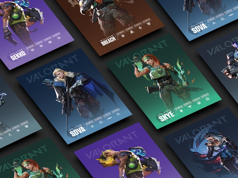Valorant INITIATOR Agent Digital Posters Abilities Showcase Gamer Wall ...