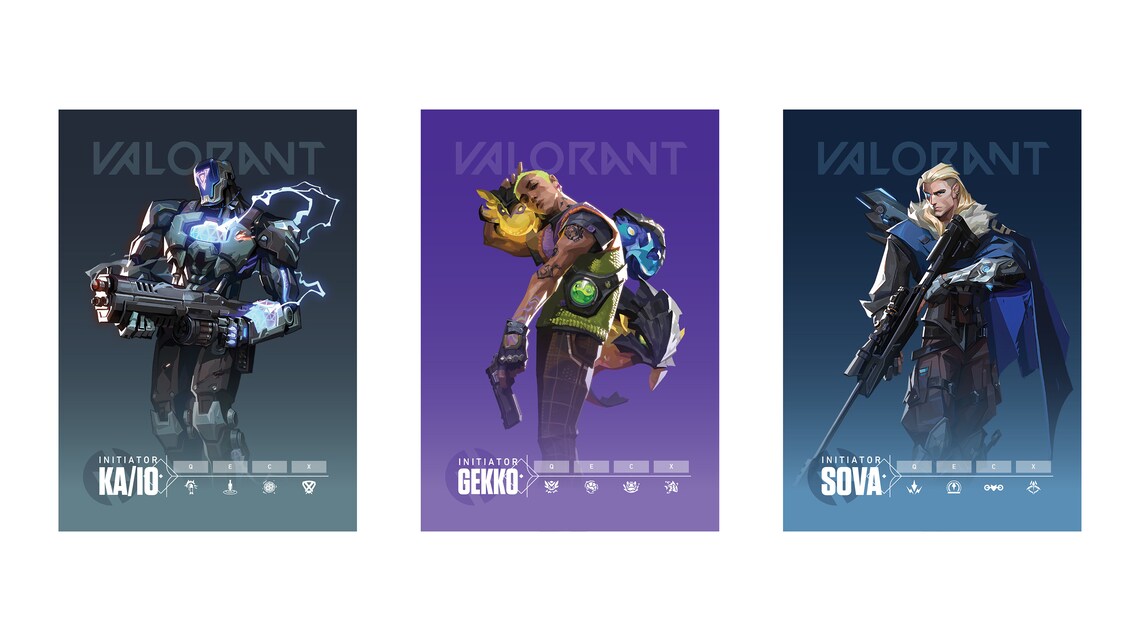 Valorant INITIATOR Agent Digital Posters Abilities Showcase Gamer Wall ...