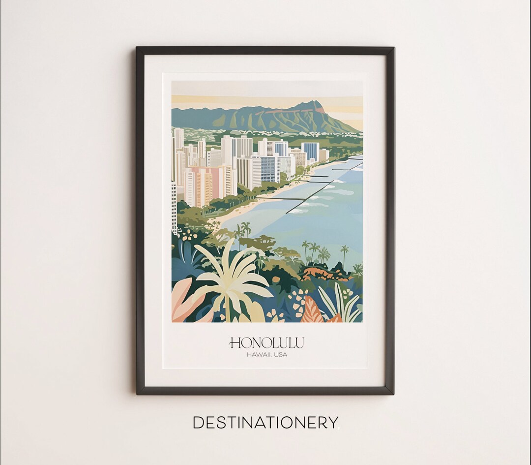 Printable Hawaii Art | Diamond Head Print | Travel Prints | Aesthetic ...