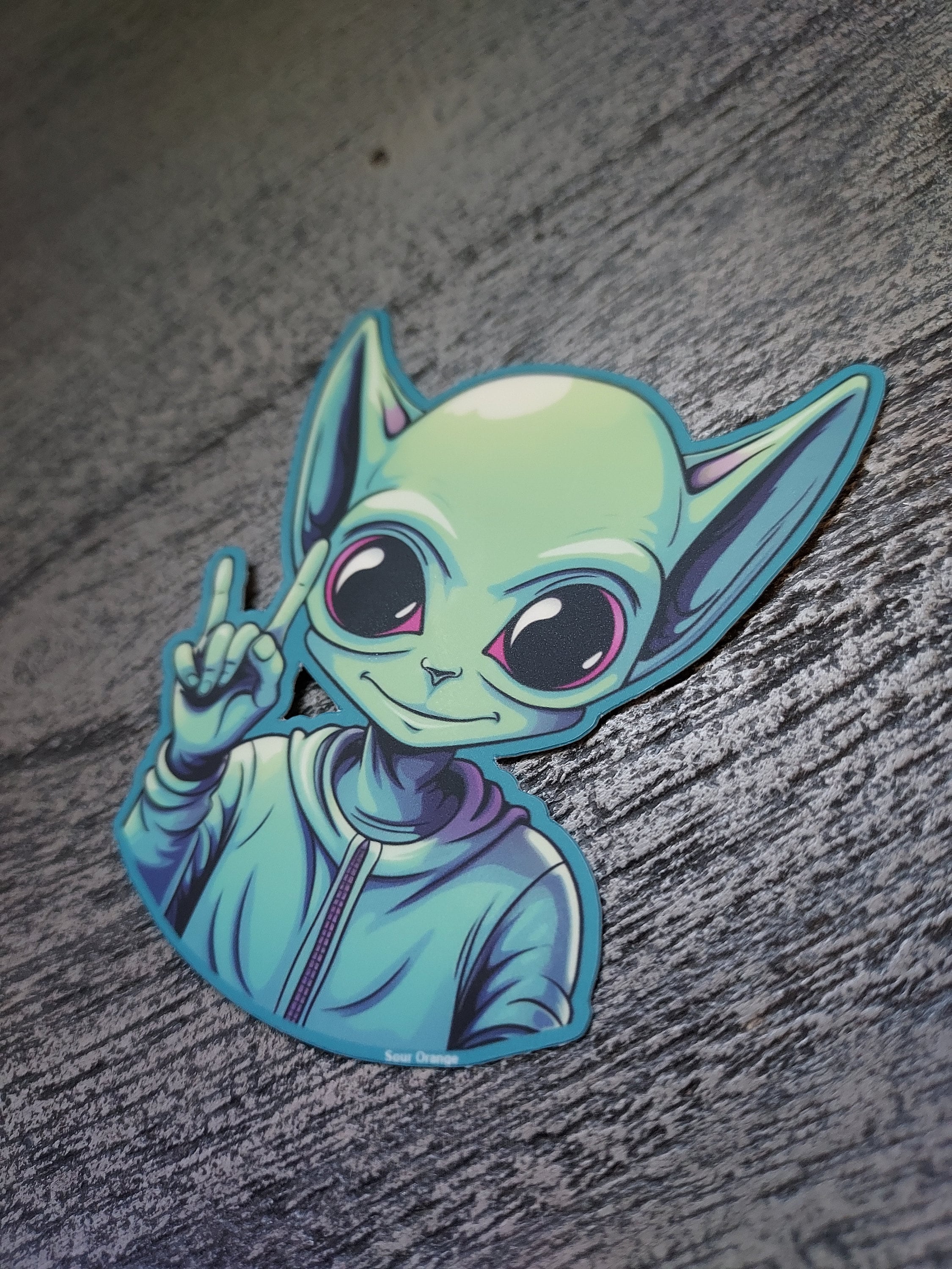 Peace Sign Alien Sticker - Etsy