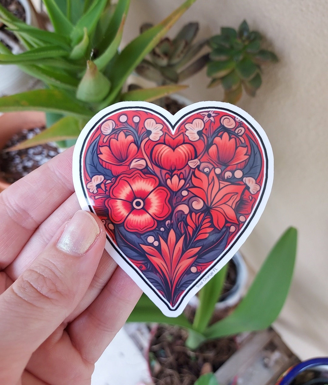 Flower Tattoo Heart Sticker - Etsy