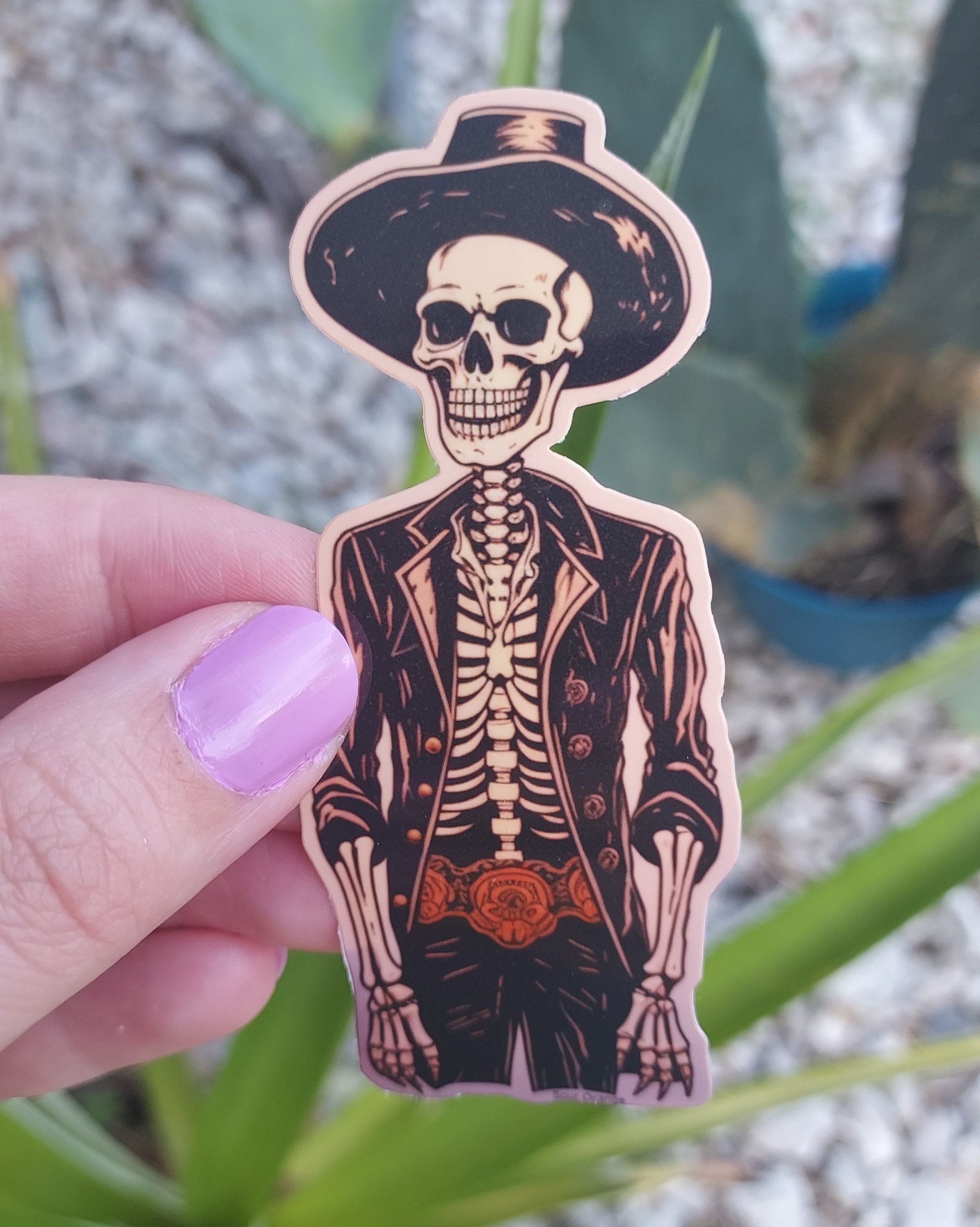 Cowboy Western Skeleton Sticker - Etsy
